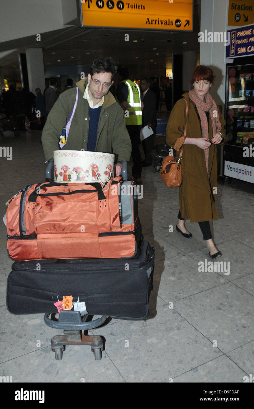 Florence Welch and her boyfriend Stuart Hammond arriving at Heathrow ...