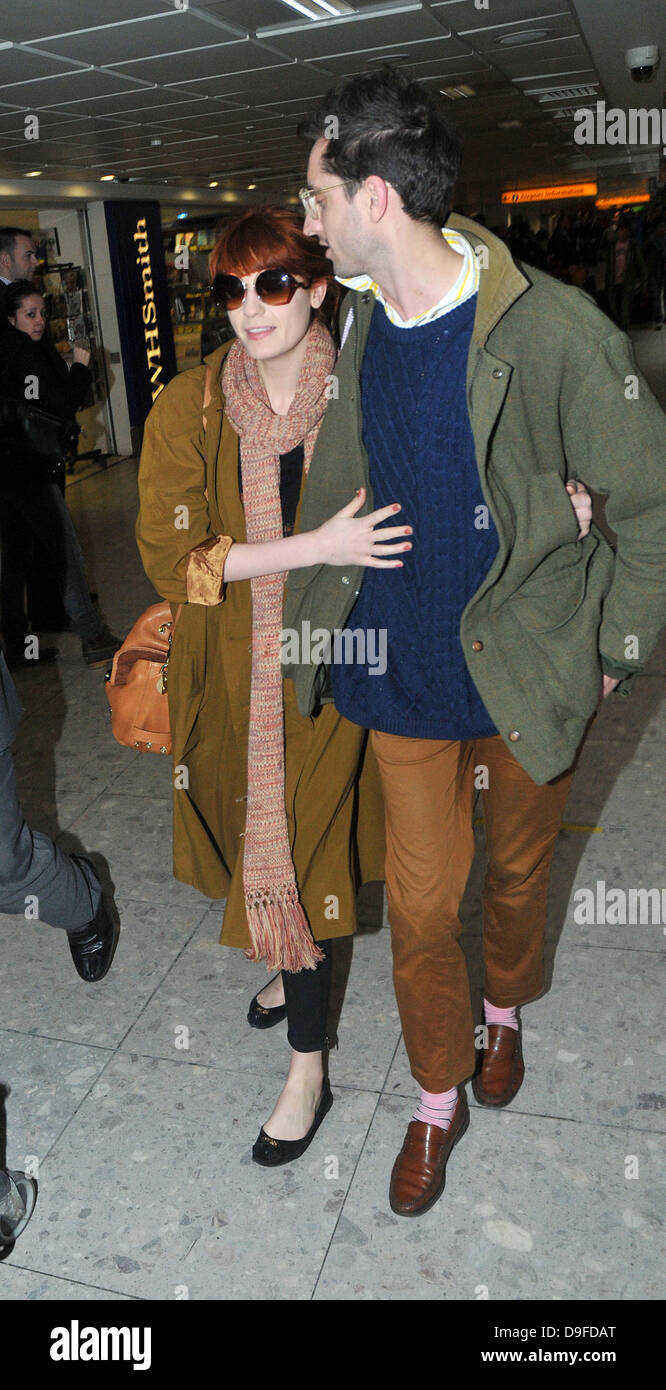 Florence Welch and her boyfriend Stuart Hammond arriving at Heathrow ...
