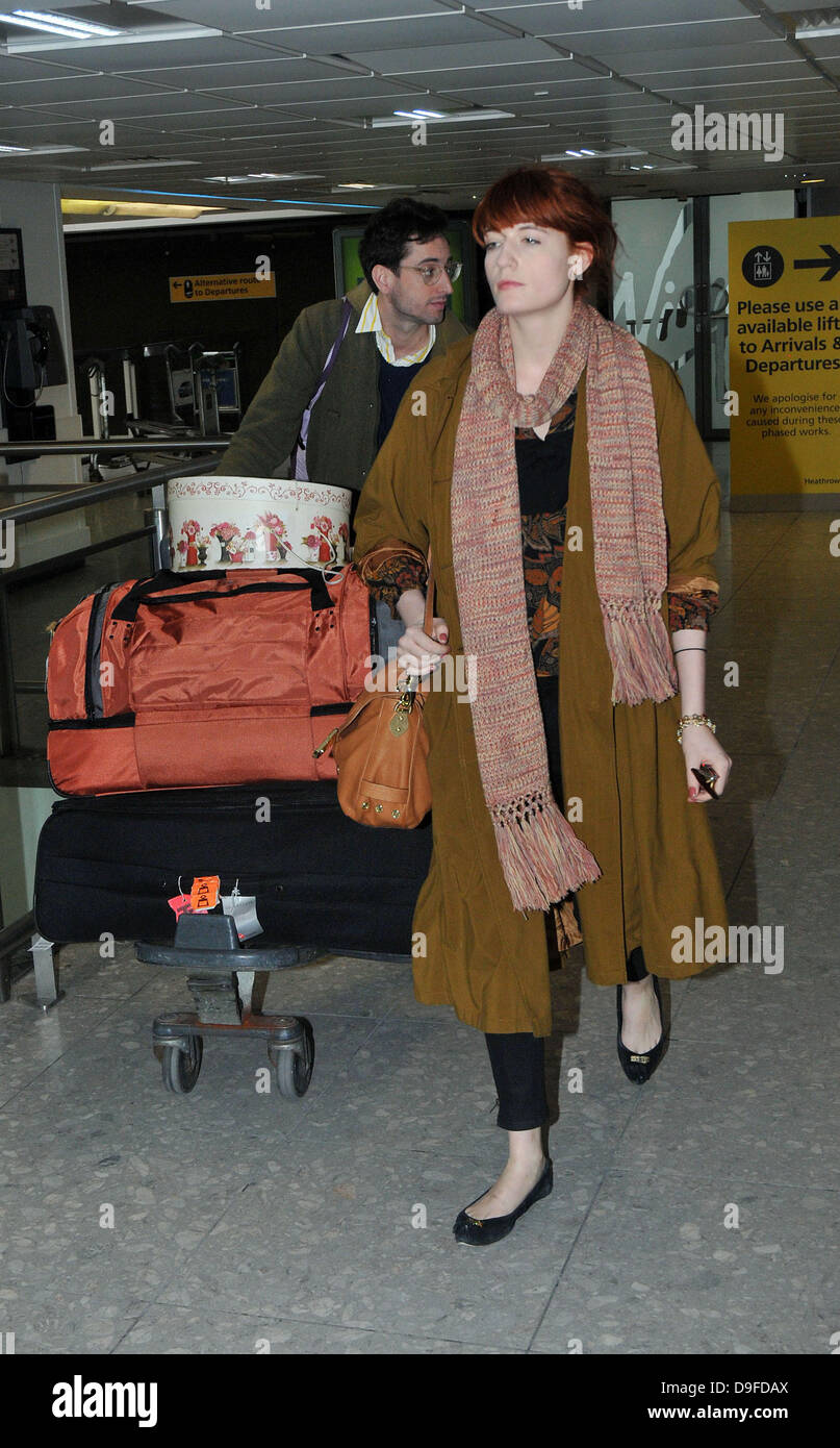 Florence Welch and her boyfriend Stuart Hammond arriving at Heathrow ...