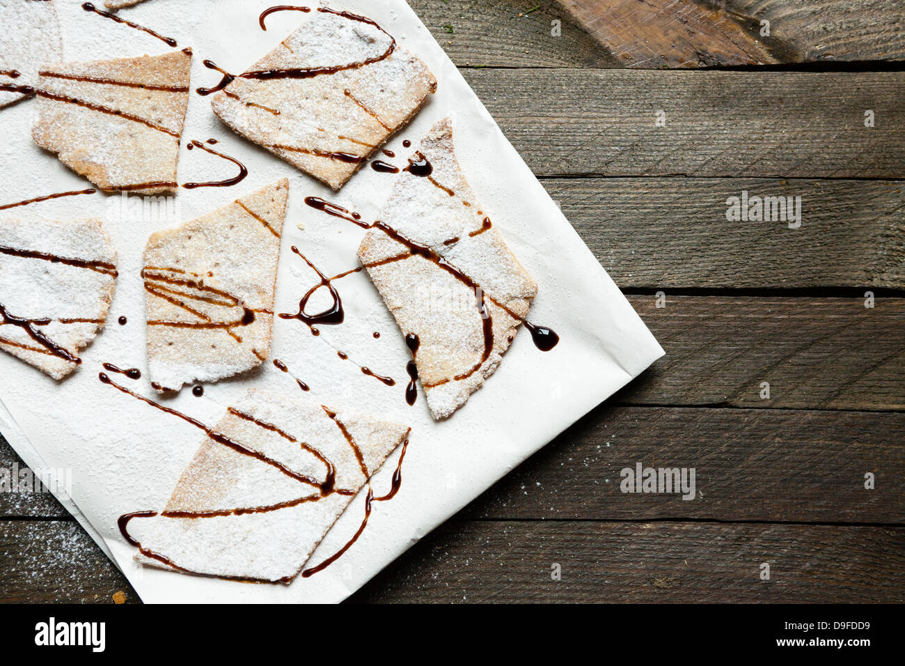 shortbread cookies with chocolate sauce, food close up Stock Photo - Alamy