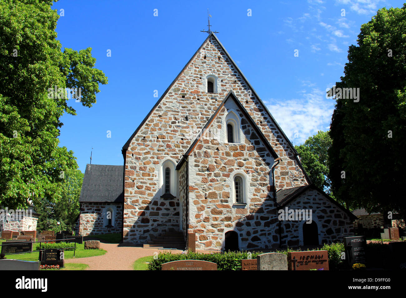 The medieval stone church of Vehmaa in west of Finland was built ...