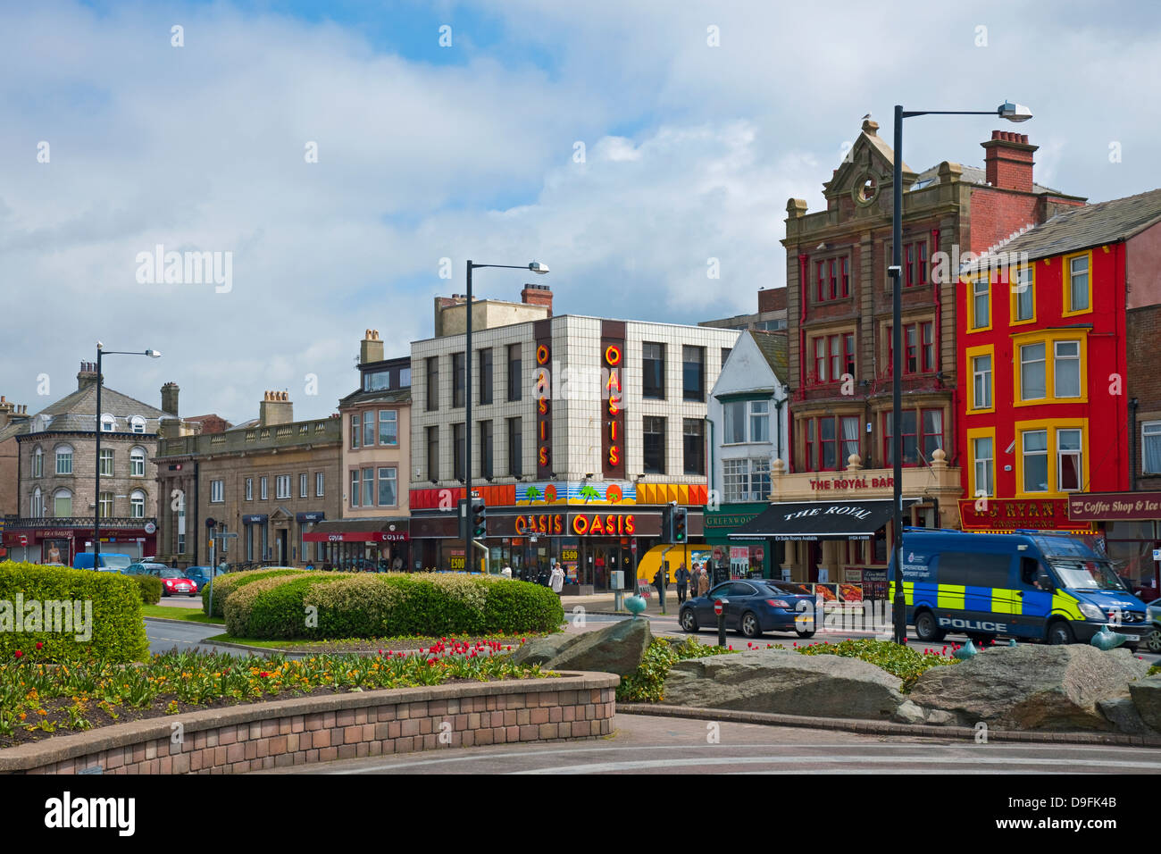 Shops stores businesses along the seafront Marine Road Morecambe Bay ...