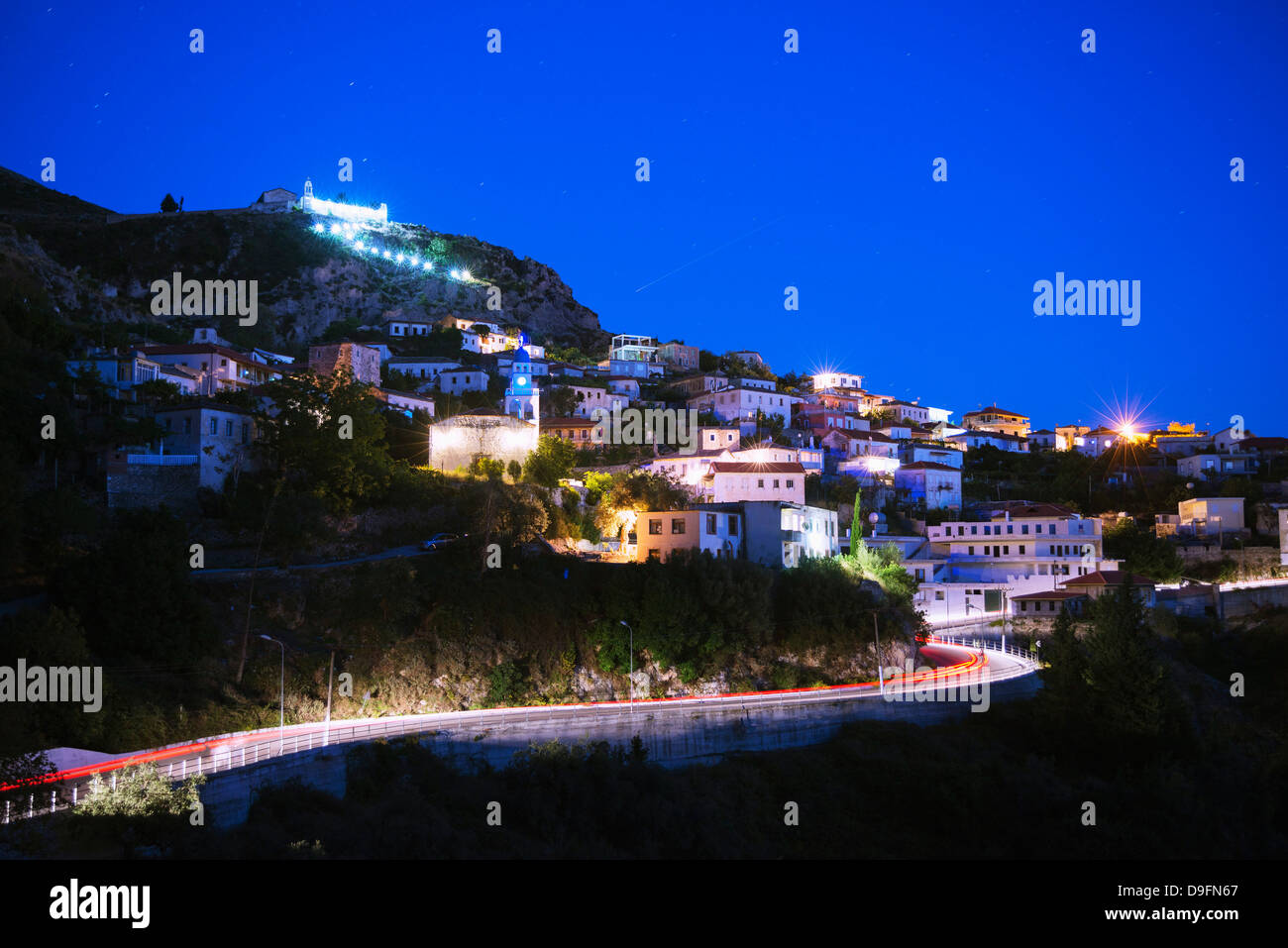 Dhermi town at night hi-res stock photography and images - Alamy