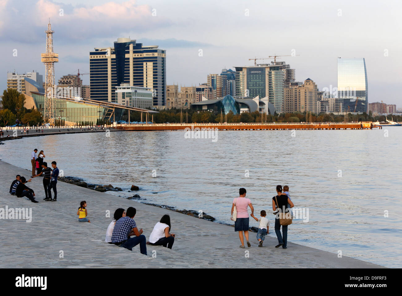 Baku boulevard, a promenade running parallel to the Caspian seafront ...