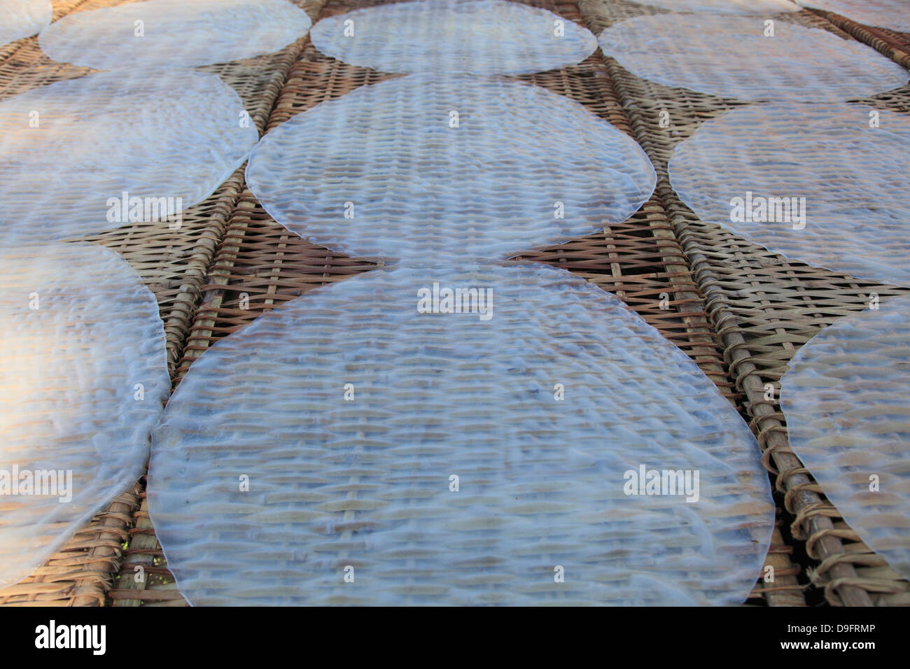 Rice paper crepes drying, Rice Noodle Factory, Mekong Delta, Can Tho ...
