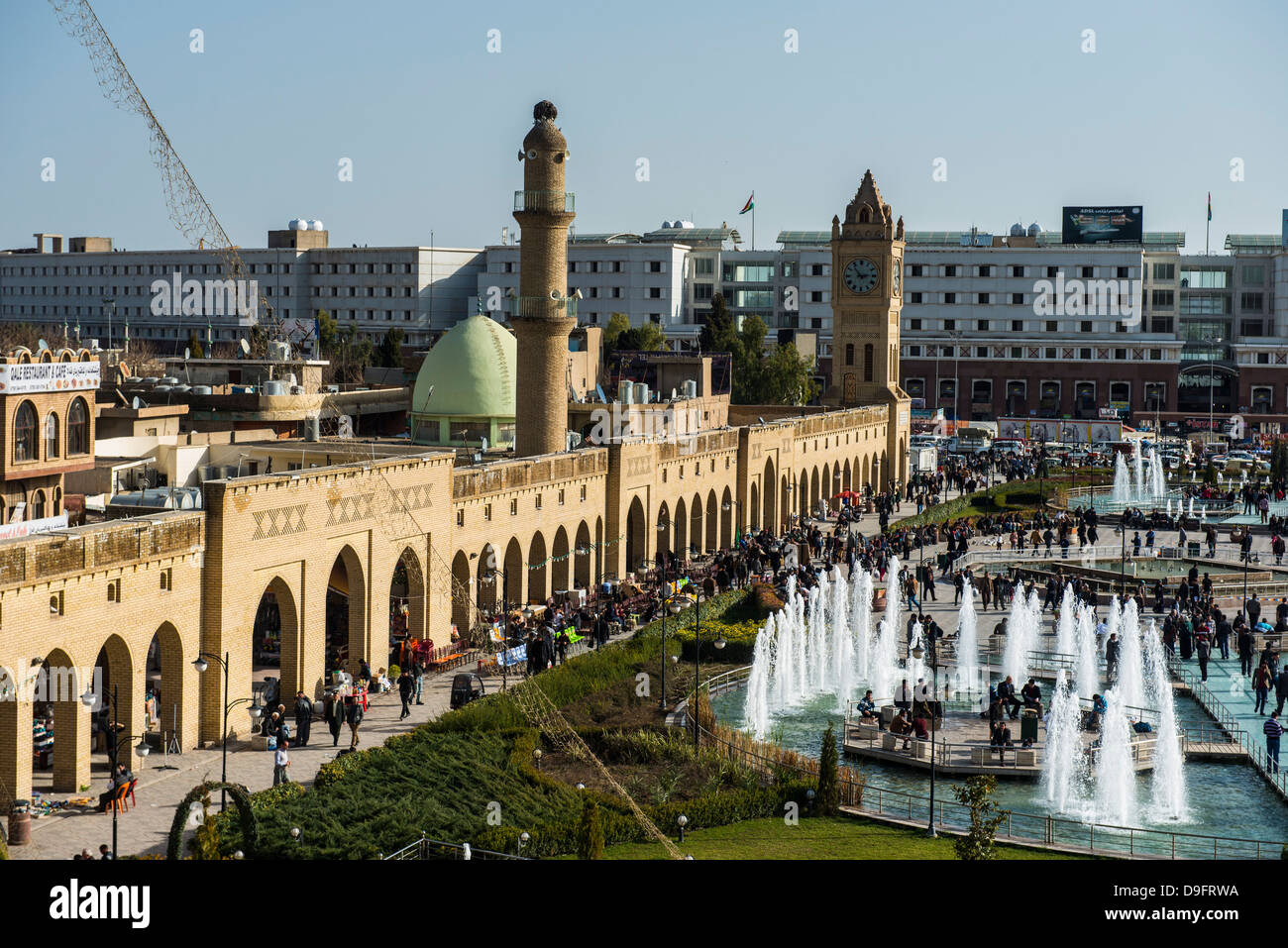 View from the citadel in Erbil (Hawler) over the bazaar, capital of ...
