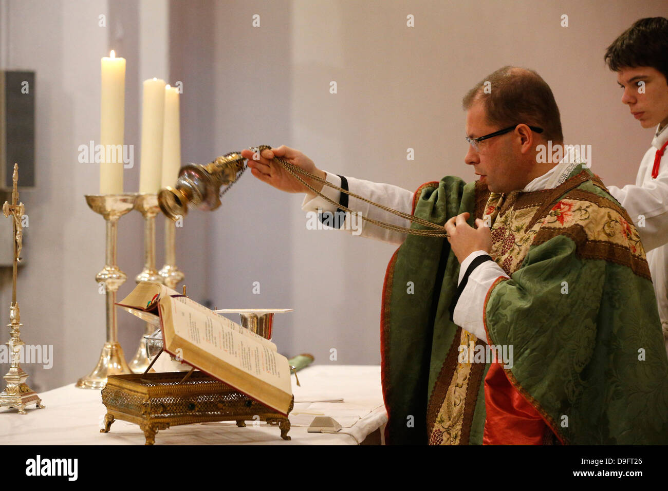 Incense during Mass, St. Louis church, Villemomble, Seine-St. Denis ...