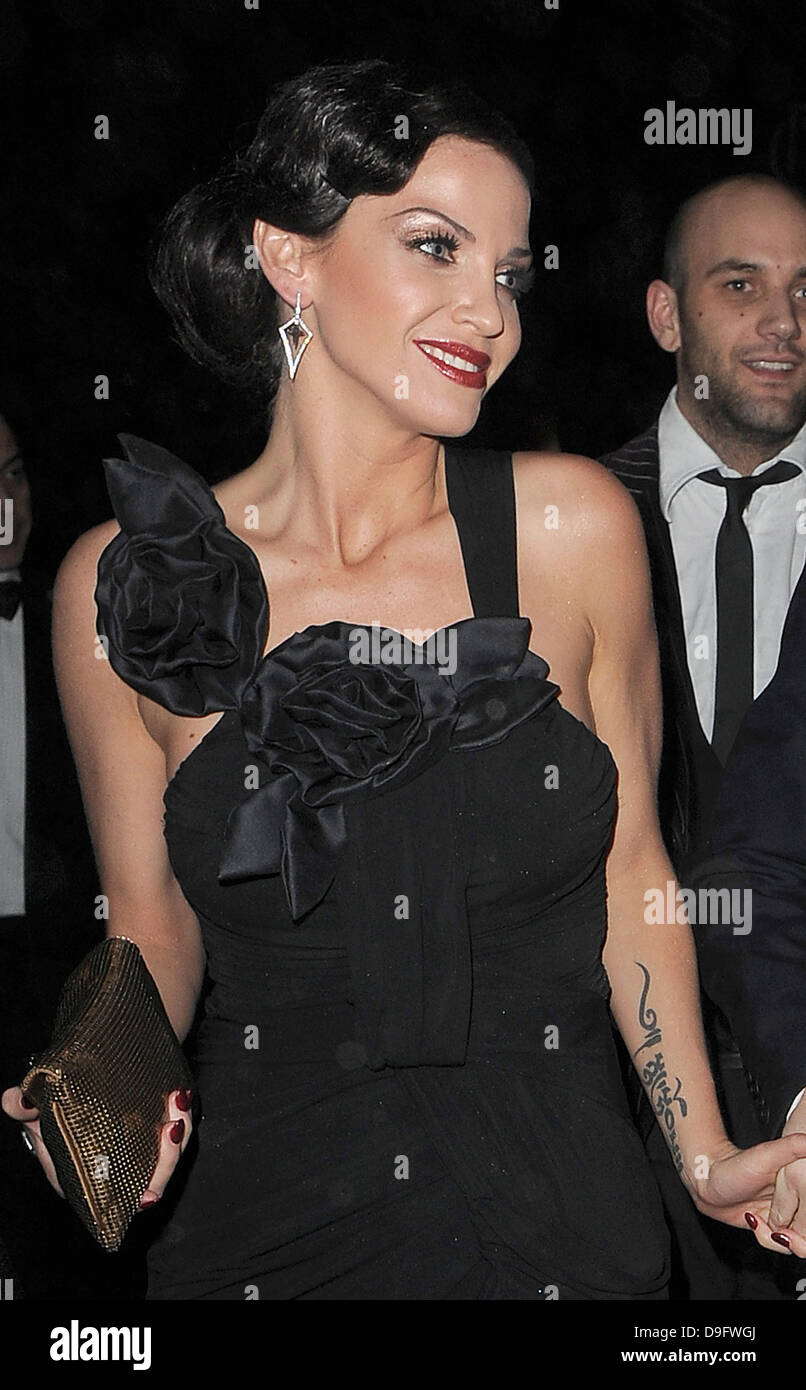 Sarah Harding arrives at her engagement party held at The Brompton Club ...
