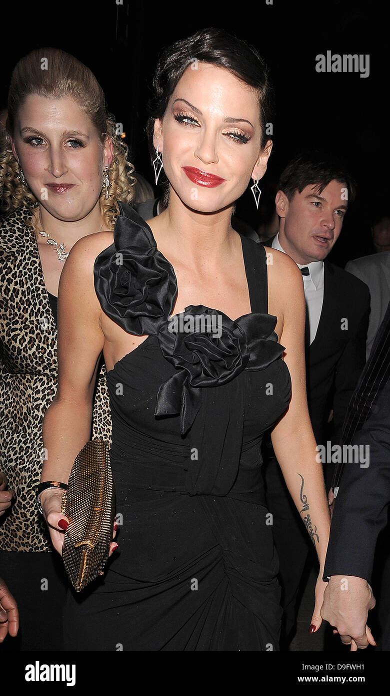 Sarah Harding arrives at her engagement party held at The Brompton Club ...