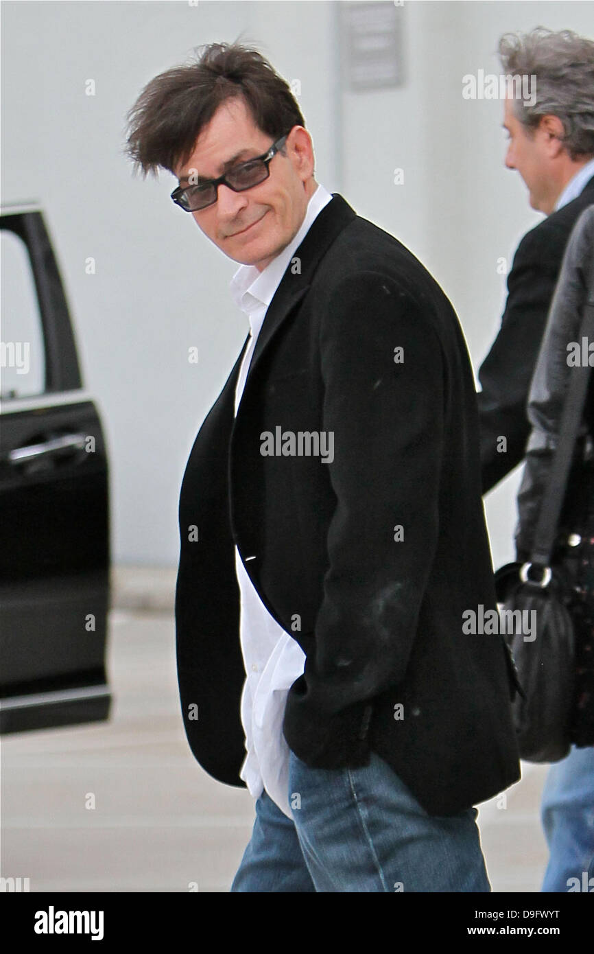 Charlie Sheen leaving the Live Nation office after his interview Los ...