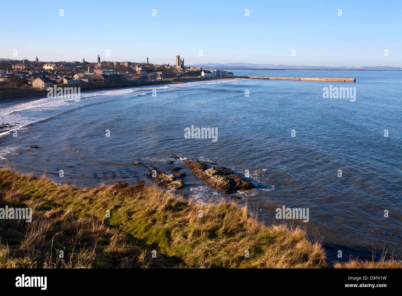 East Sands and Pier from the Clifftop, St. Andrews, Fife, Scotland, UK ...