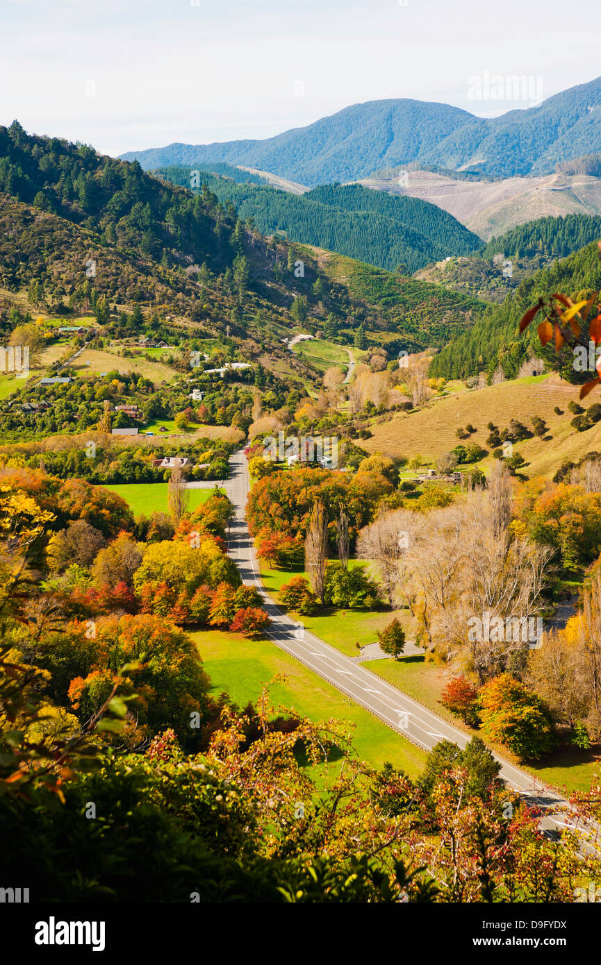 Autumnal landscape, taken from the centre of New Zealand, Nelson, South ...
