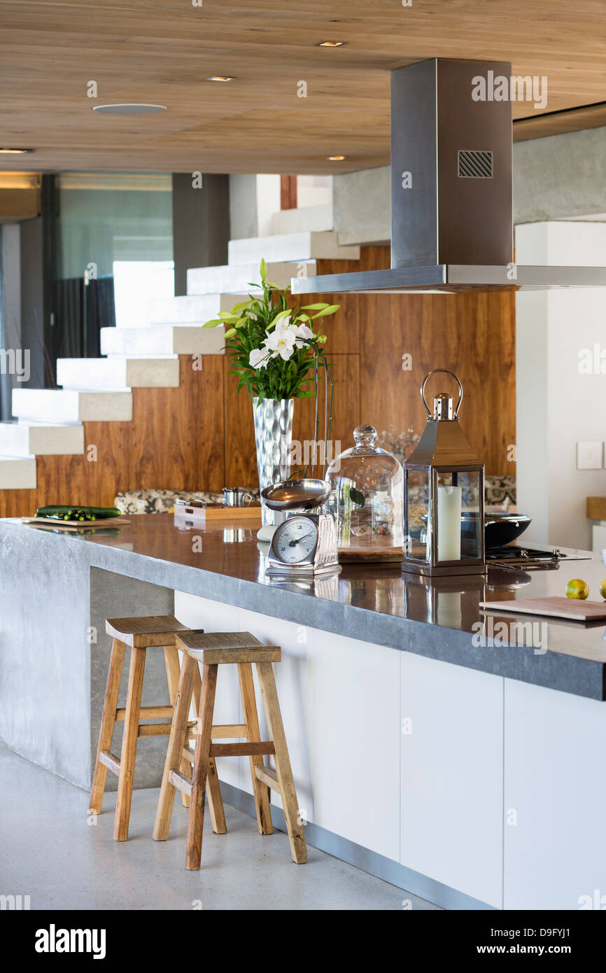 Interiors of a kitchen counter in a studio apartment Stock Photo - Alamy