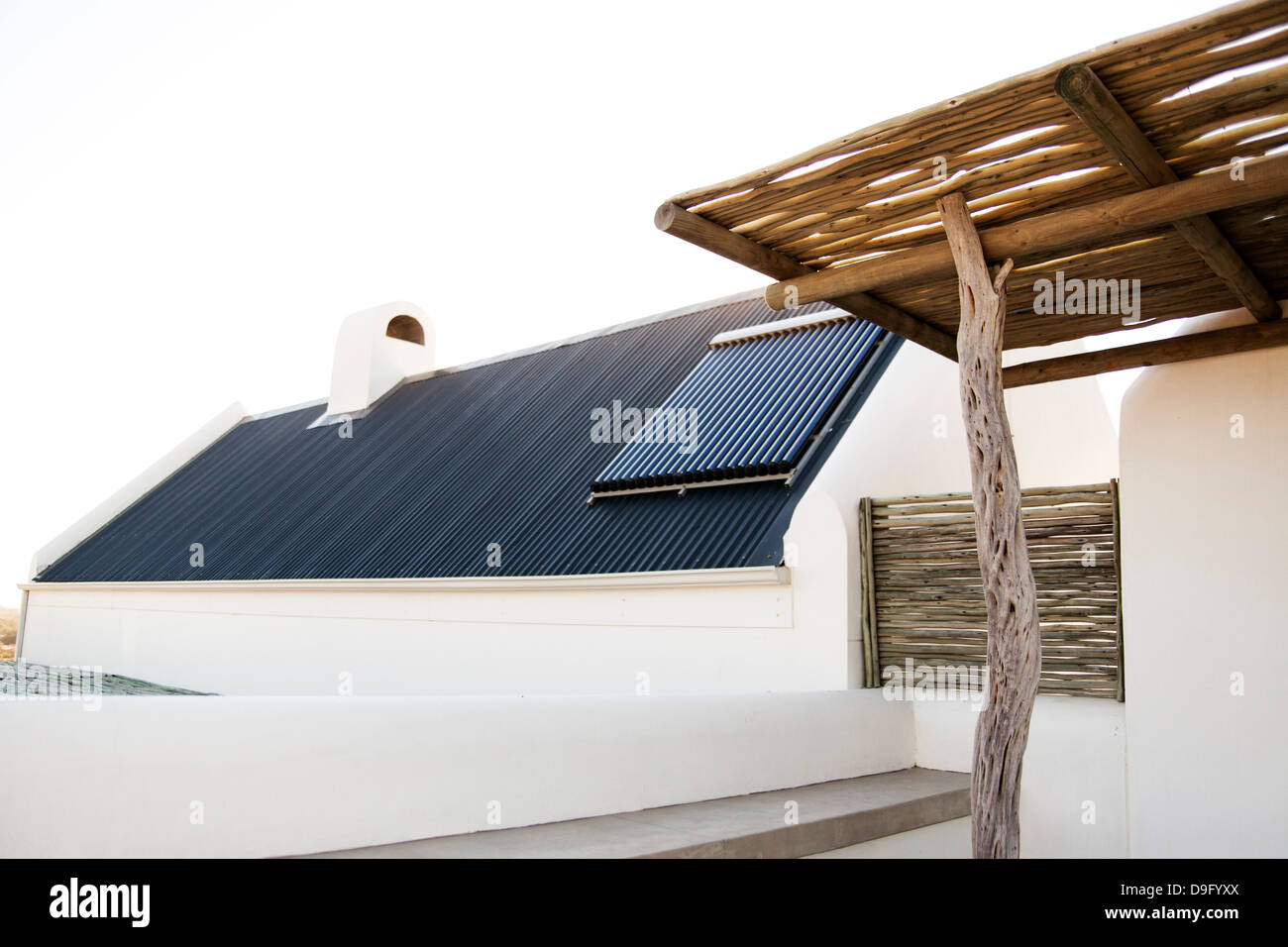 Solar panel on the roof of a house viewed from a terrace Stock Photo ...
