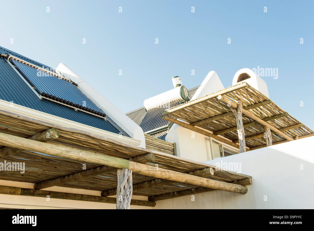 Solar panel on the roof of a house viewed from a terrace Stock Photo ...