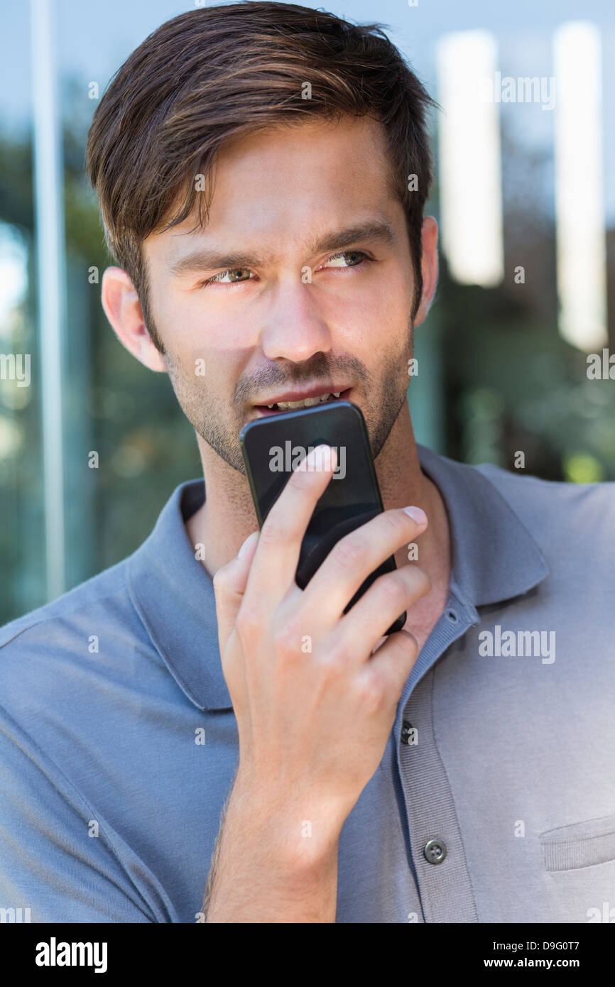 Man talking on a mobile phone Stock Photo - Alamy