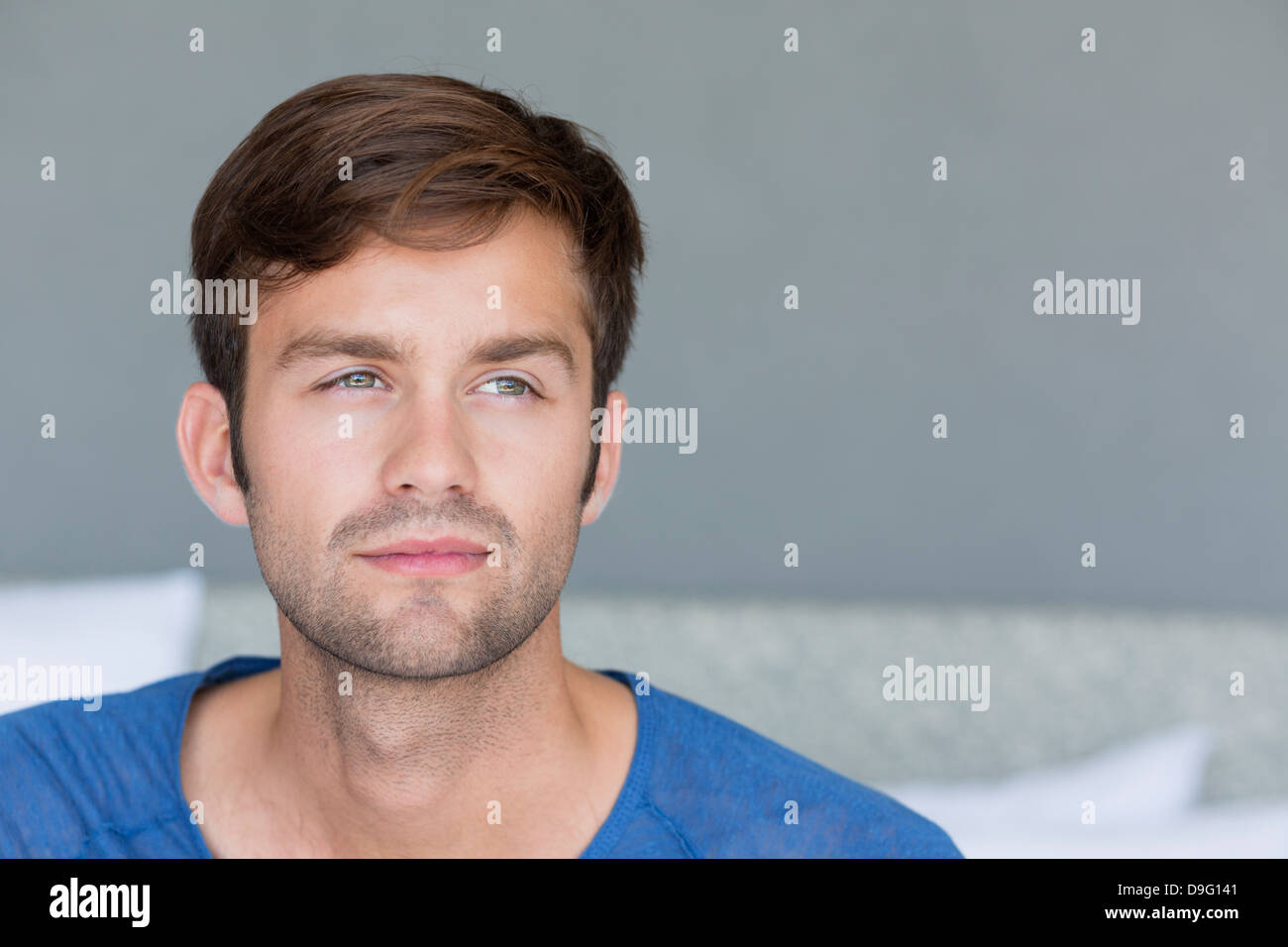 Close-up of a man thinking Stock Photo - Alamy