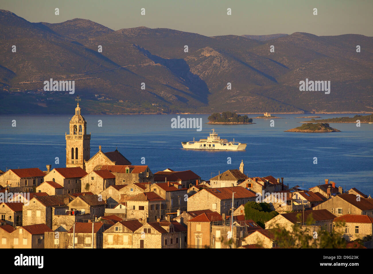 View over Korcula Town, Korcula, Dalmatian Coast, Croatia Stock Photo ...