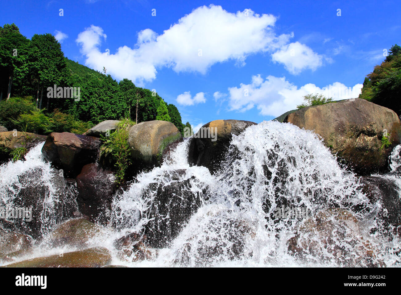 Water stream and blue sky with clouds Stock Photo - Alamy