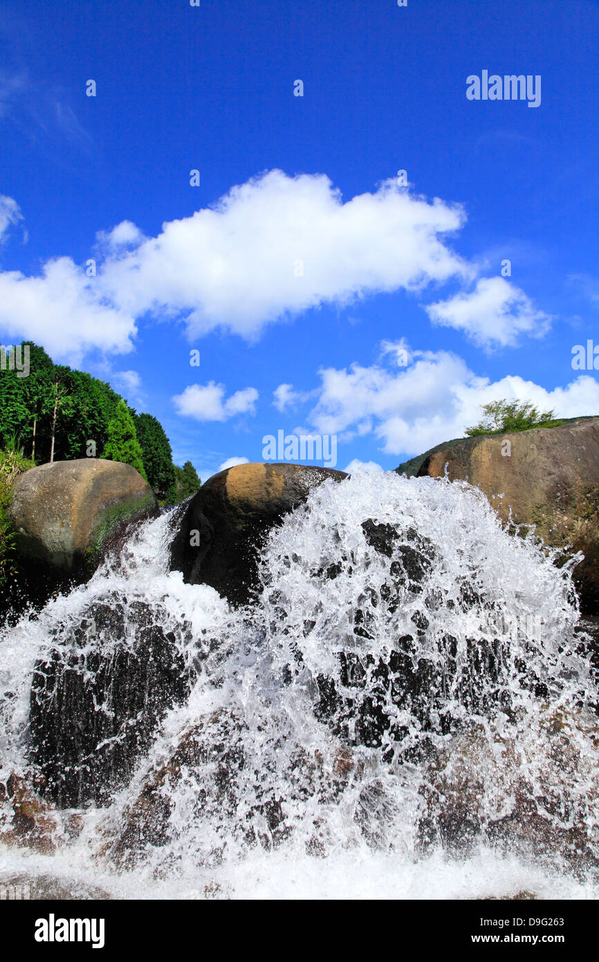 Water stream and blue sky with clouds Stock Photo - Alamy