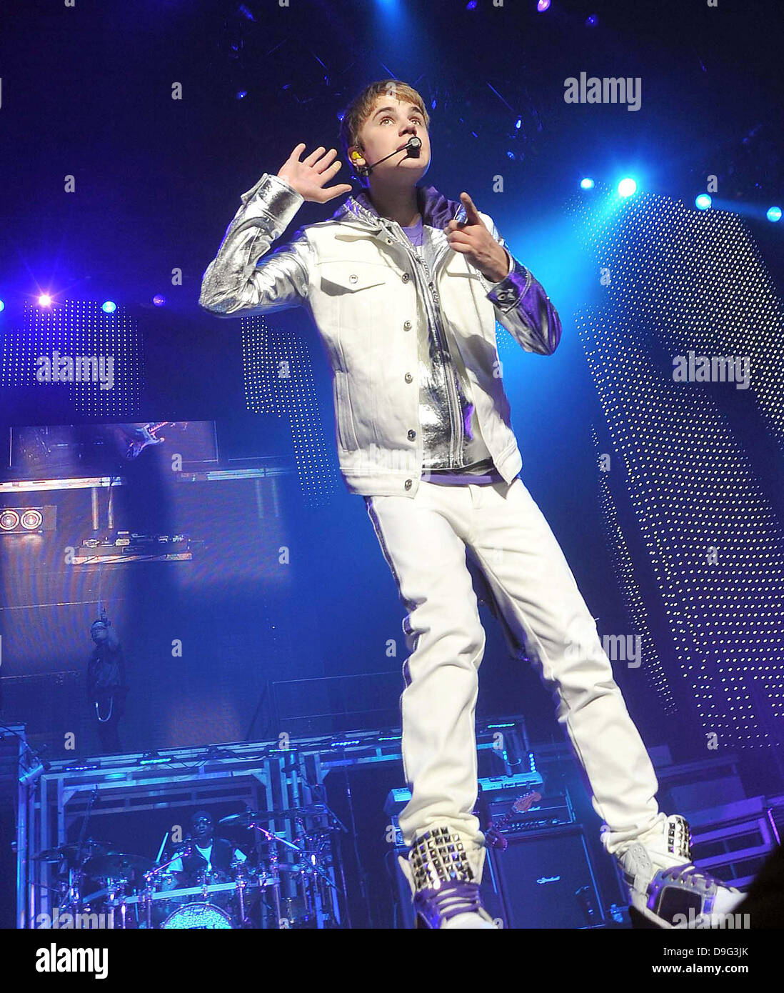 Justin Bieber, performing live at The O2 as part of his 'My World Tour ...