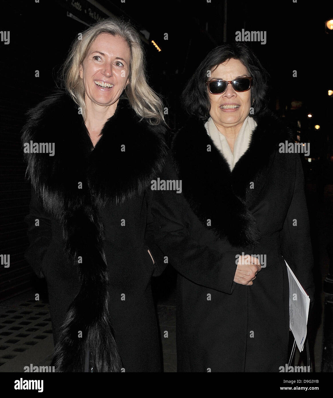 Bianca Jagger and a female friend leaving J Sheekey restaurant. London ...