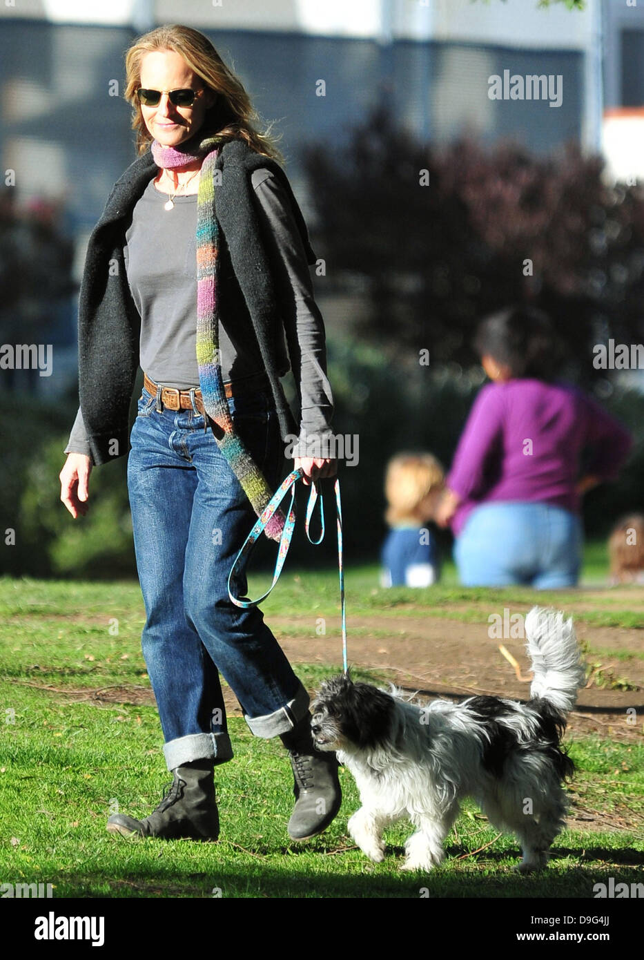 Helen Hunt walks her dog in the park Brentwood, California - 08.03.11 ...