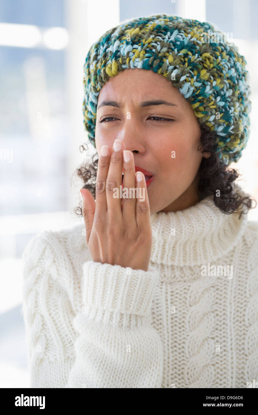 Close-up of a woman suffering from cold Stock Photo - Alamy