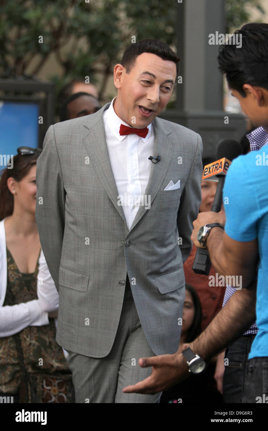 Pee Wee Herman aka Paul Reubens is interviewed by Mario Lopez on Extra ...