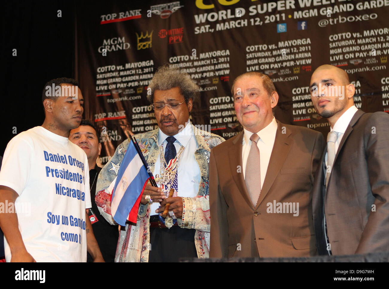 (L-R) Ricardo Mayorga, promoter Don King, Promoter Bob Arum and Miguell ...