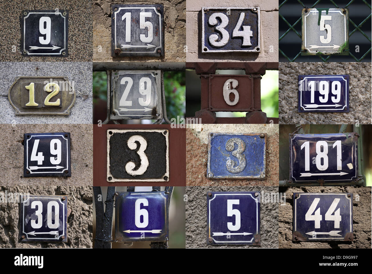 House numbers in different styles and colors (concept for real estate ...