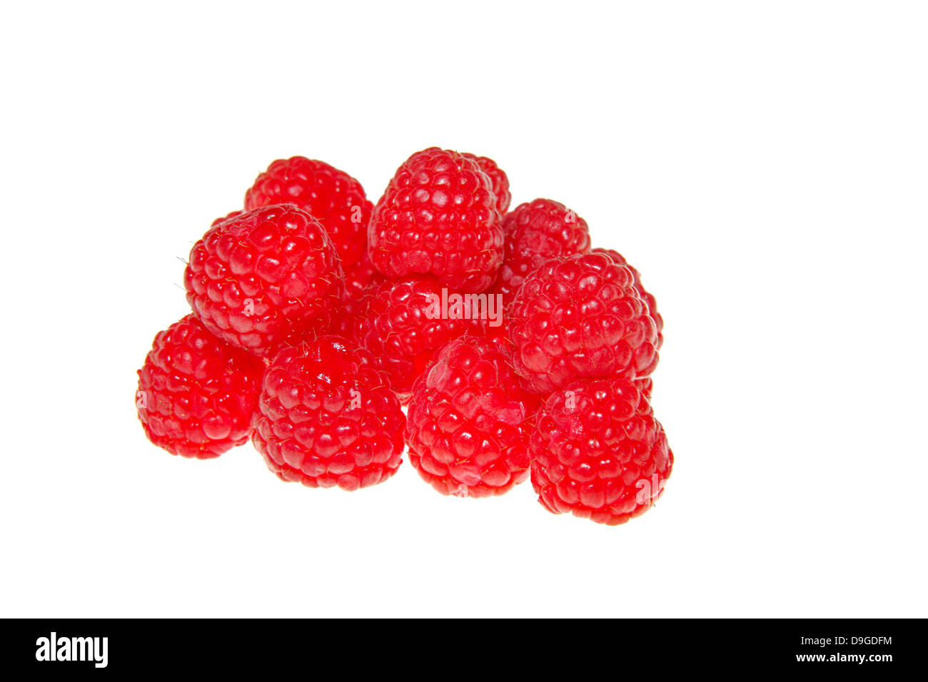 Red Raspberries on white background; cut-out Stock Photo - Alamy