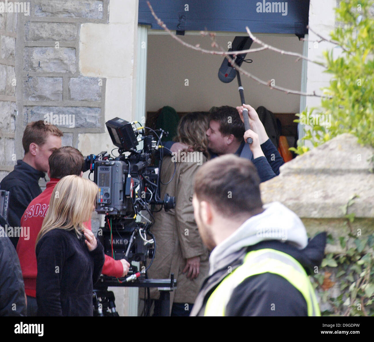 James Corden and Daisy Haggard filming a scene for the BBC sci-fi ...