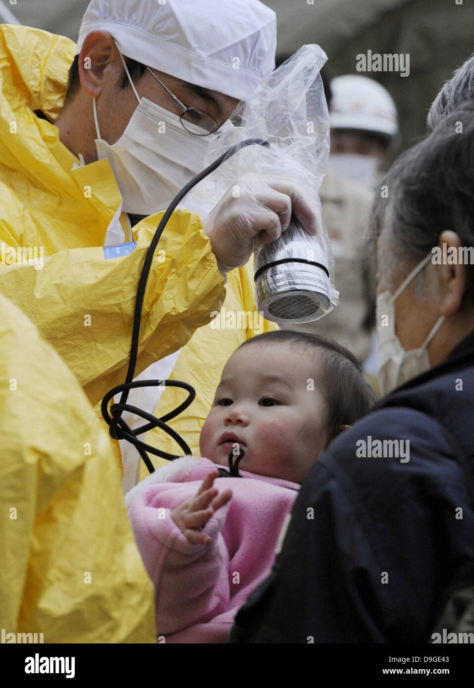 A child gets a radiation test in Nihommatsu, Fukushima Prefecture, on ...
