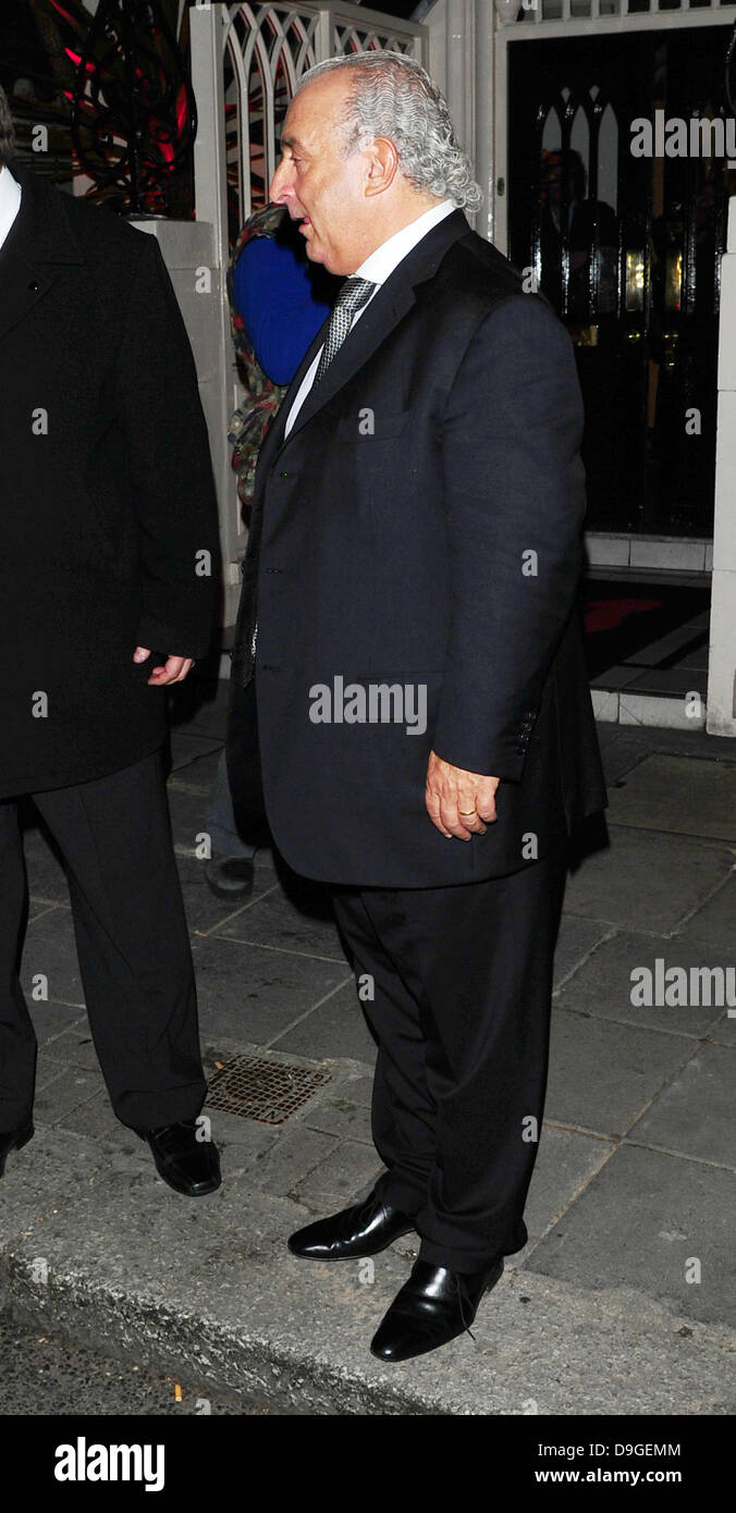 Sir Philip Green leaving Mosimann's club after celebrating his birthday ...