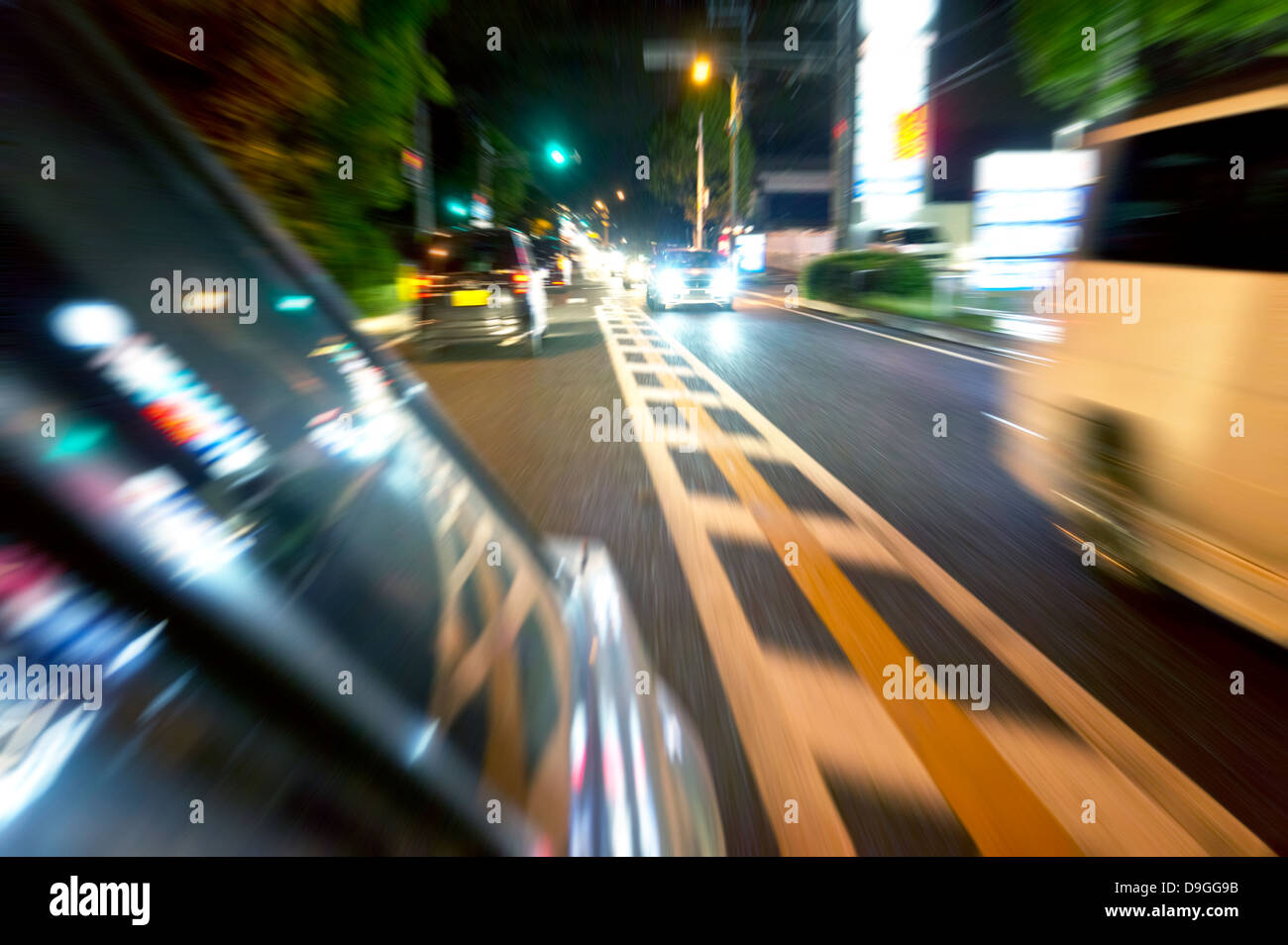 Car travelling at night Stock Photo - Alamy