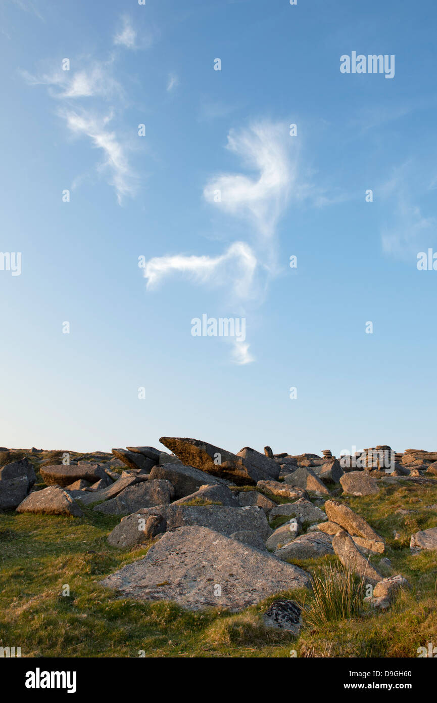 Granite Boulders next to granite tor. Dartmoor national park, Devon ...