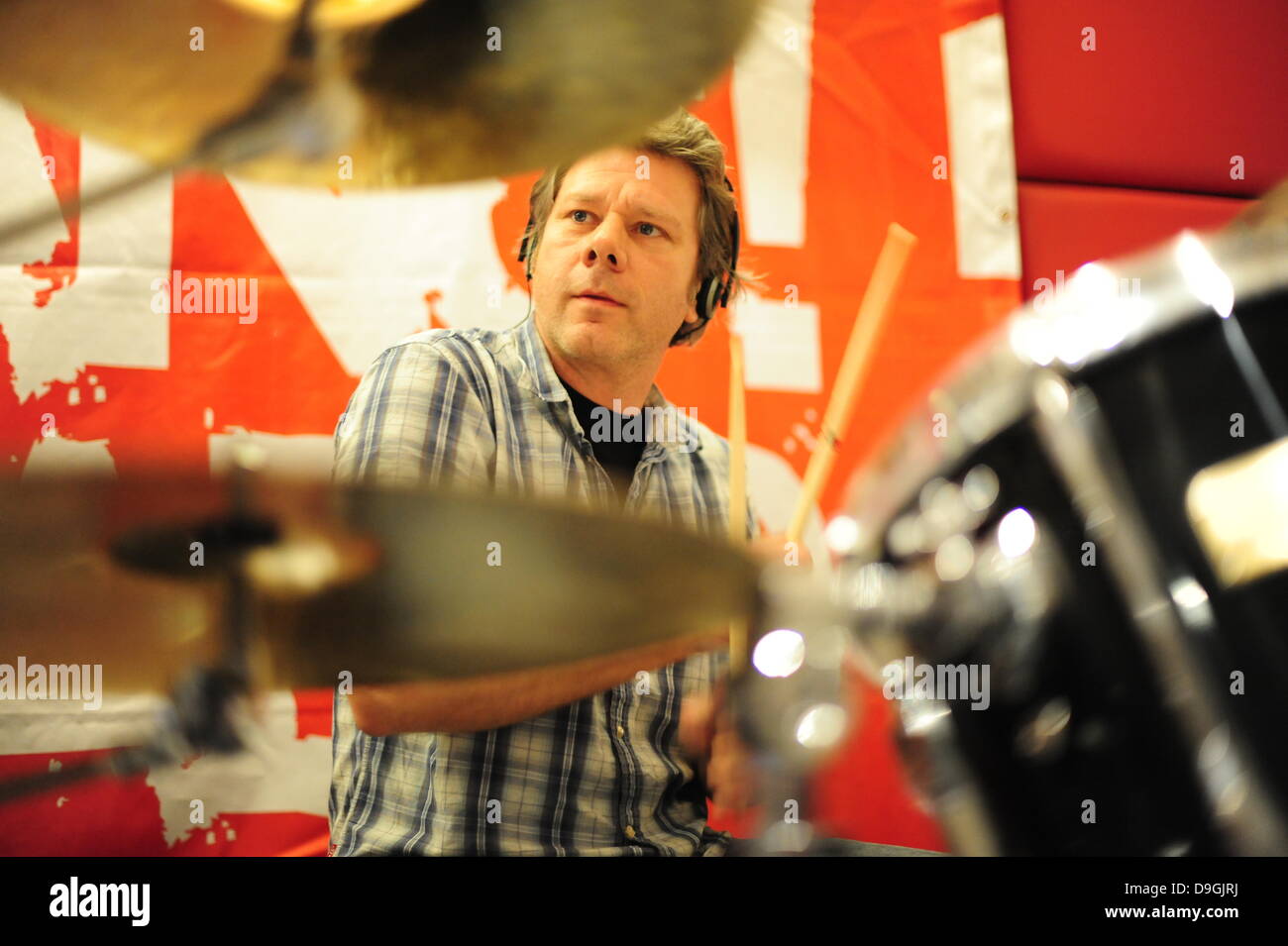 Charlie Heath playing drums for The Levellers The Levellers recording ...