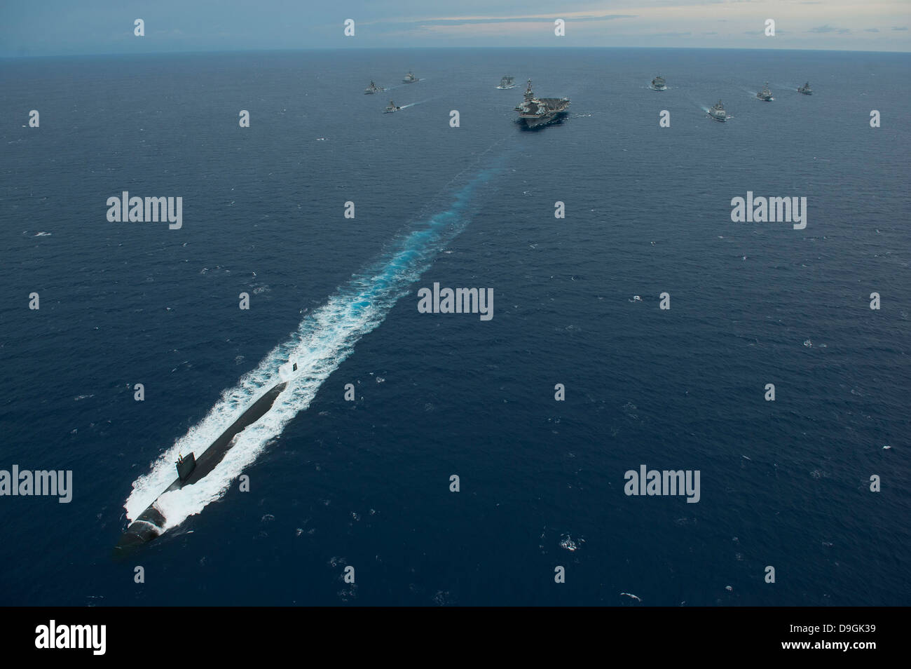 Carrier Strike Group formation of ships in the Bay of Bengal Stock ...