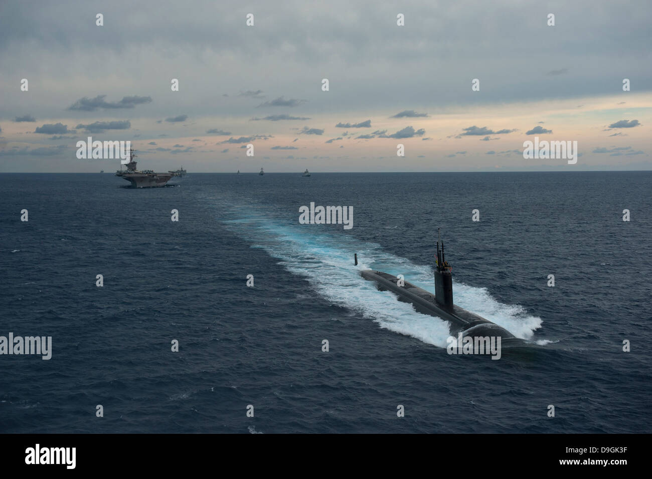 Carrier Strike Group formation of ships in the Bay of Bengal Stock ...