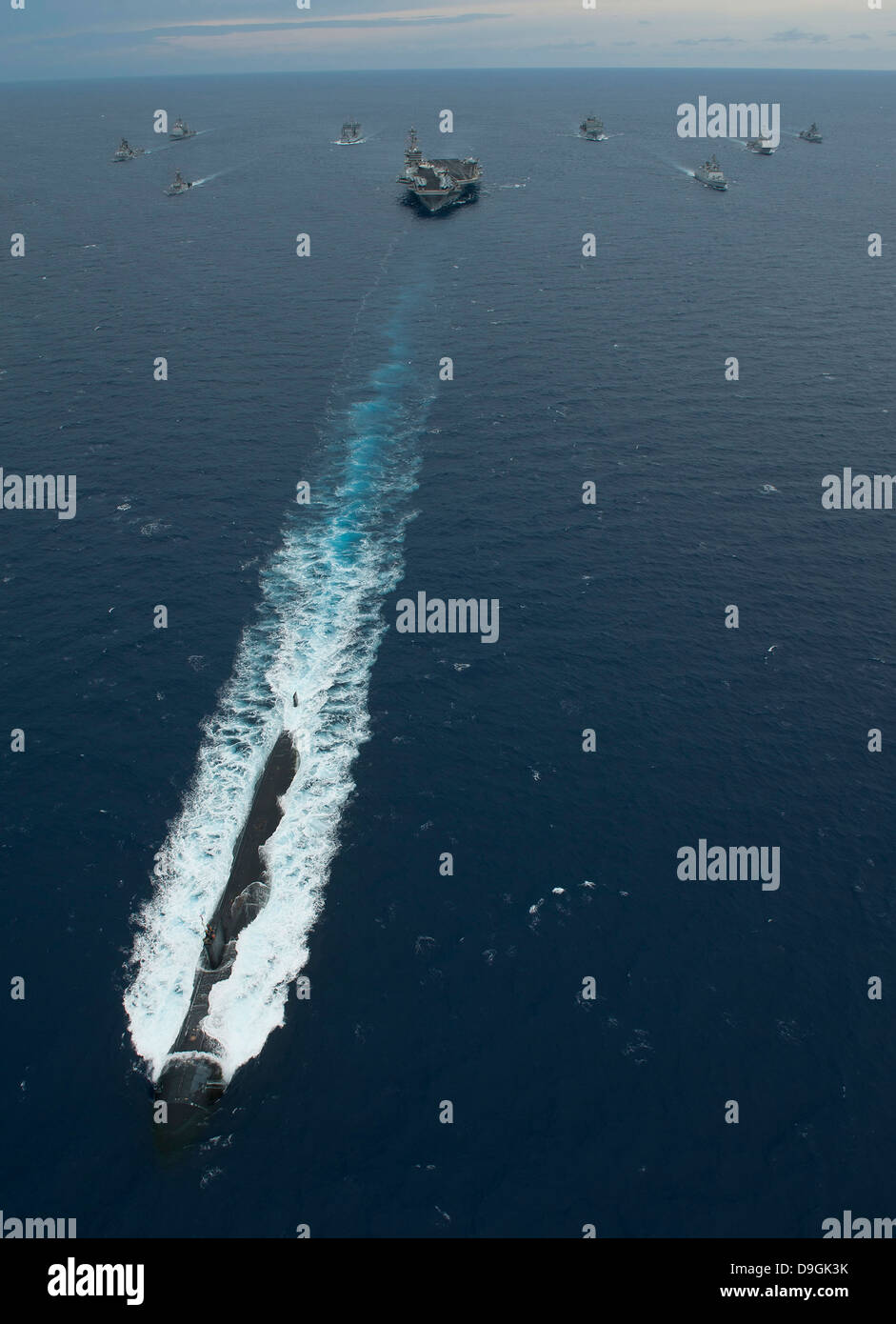 Carrier Strike Group formation of ships in the Bay of Bengal Stock ...