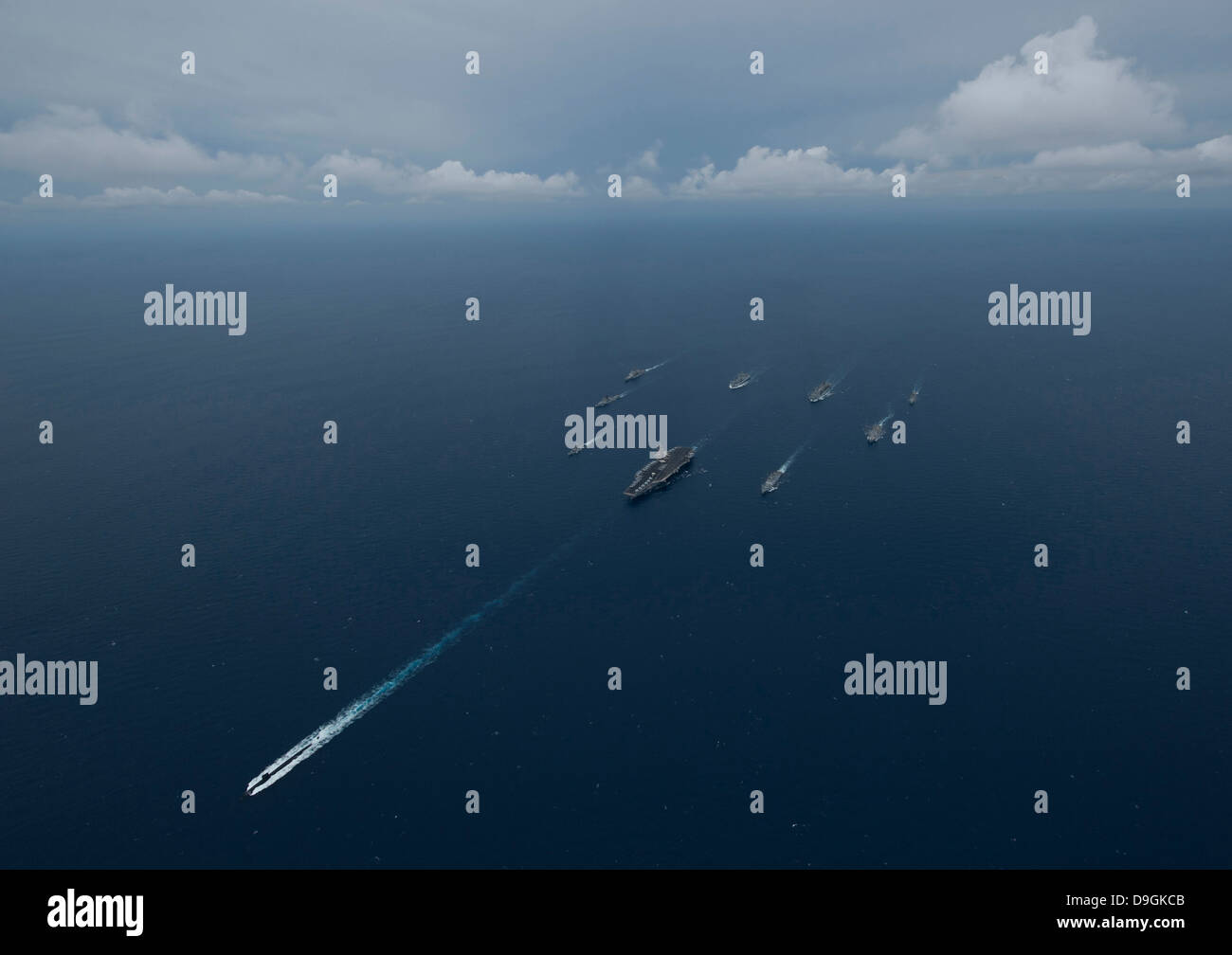 Carrier Strike Group formation of ships in the Bay of Bengal Stock ...