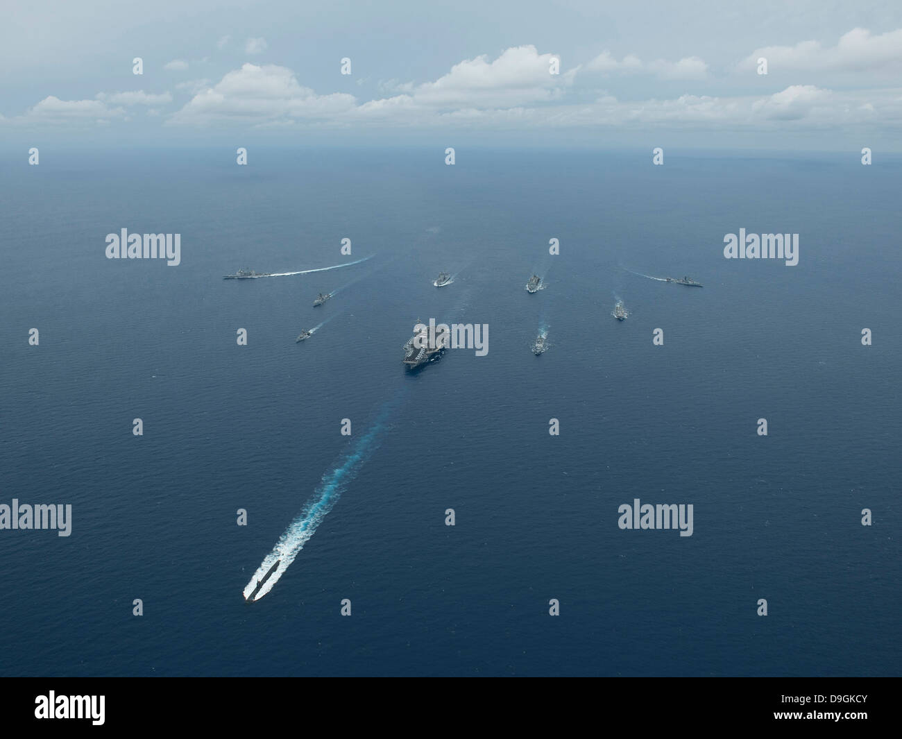 Carrier Strike Group formation of ships in the Bay of Bengal Stock ...