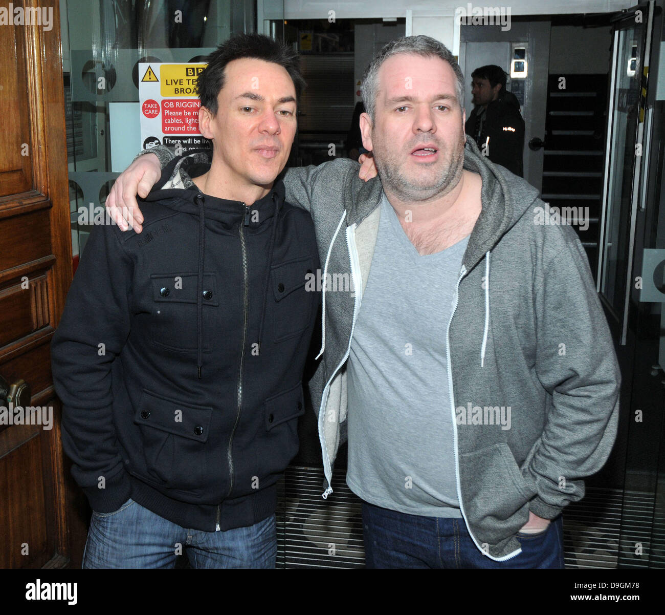 Dave Vitty, aka Comedy Dave, and Chris Moyles congratulate each other ...