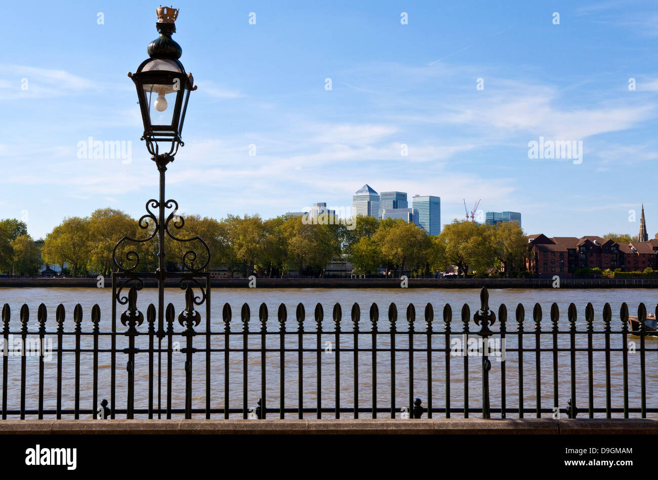 The view of Docklands from the Thames Path in Greenwich Stock Photo - Alamy