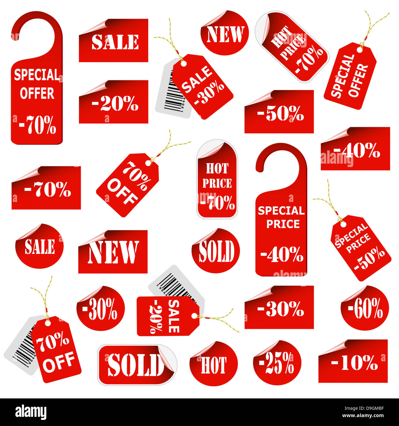 Set of red price tags and labels. Vector eps10 illustration Stock Photo ...
