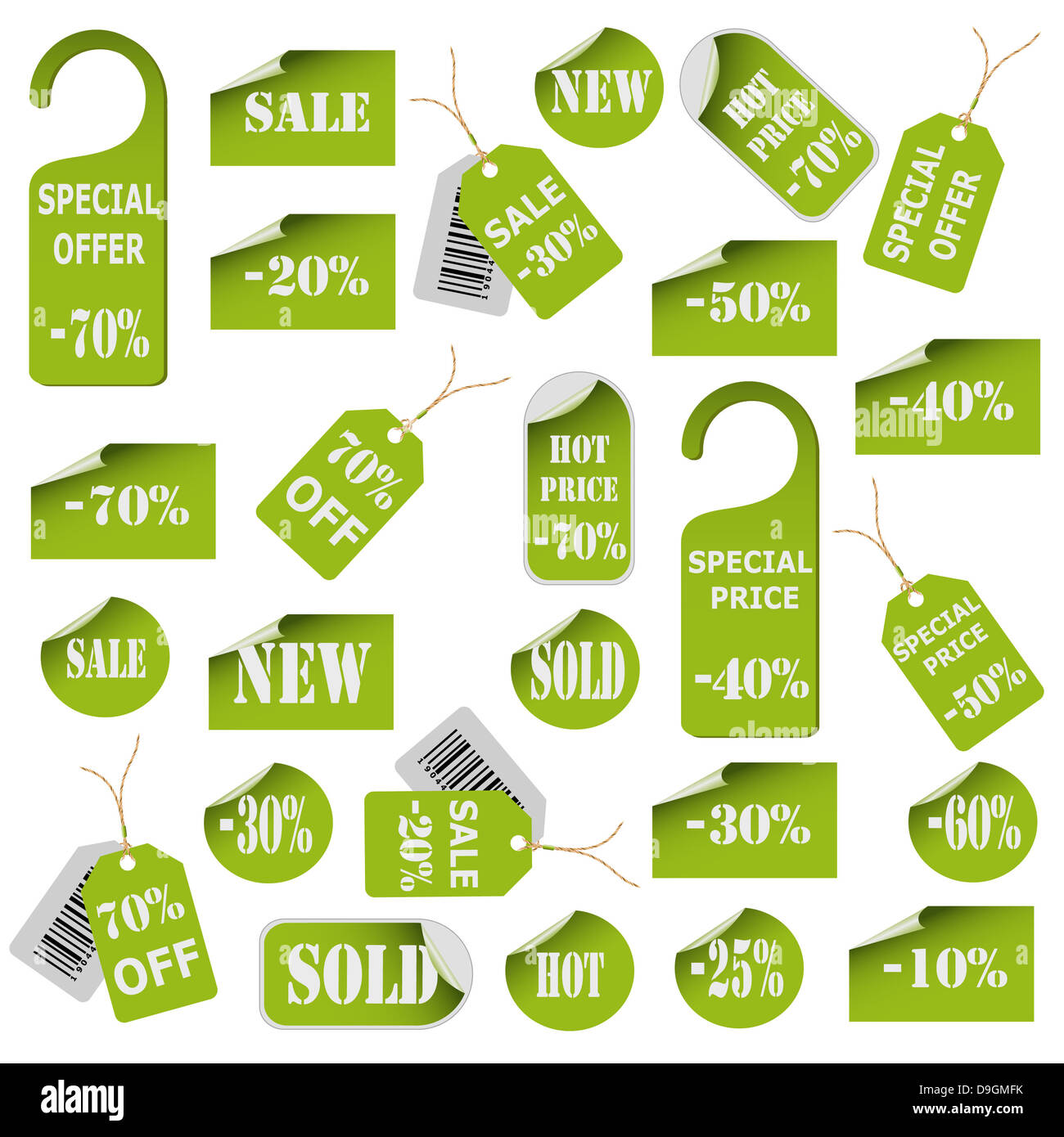 Set of green price tags and labels. Vector eps10 illustration Stock ...