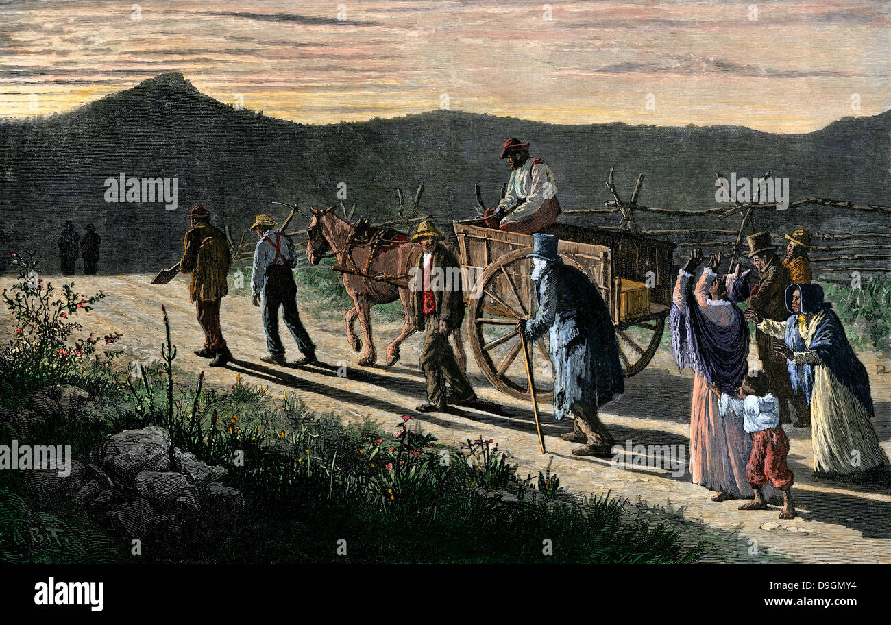 Negro funeral in Virginia, 1870s. Hand-colored woodcut Stock Photo - Alamy