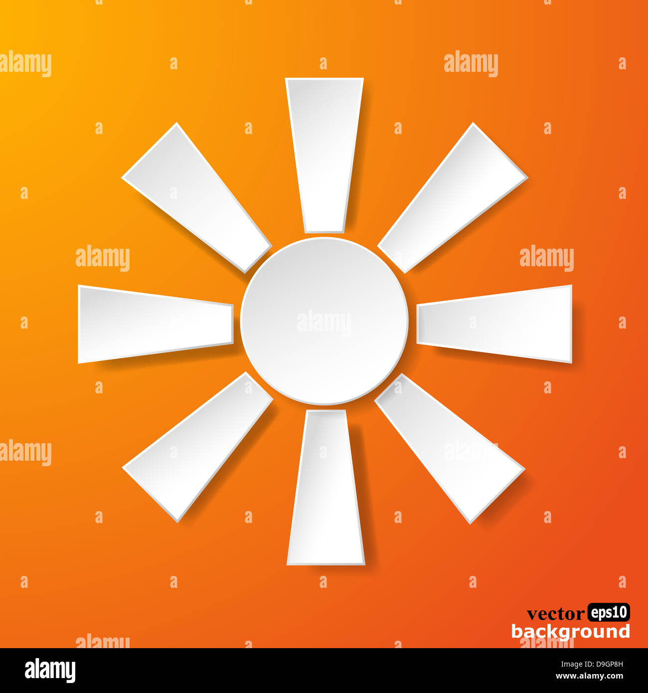 Abstract white paper sun on orange background. Vector eps10 ...