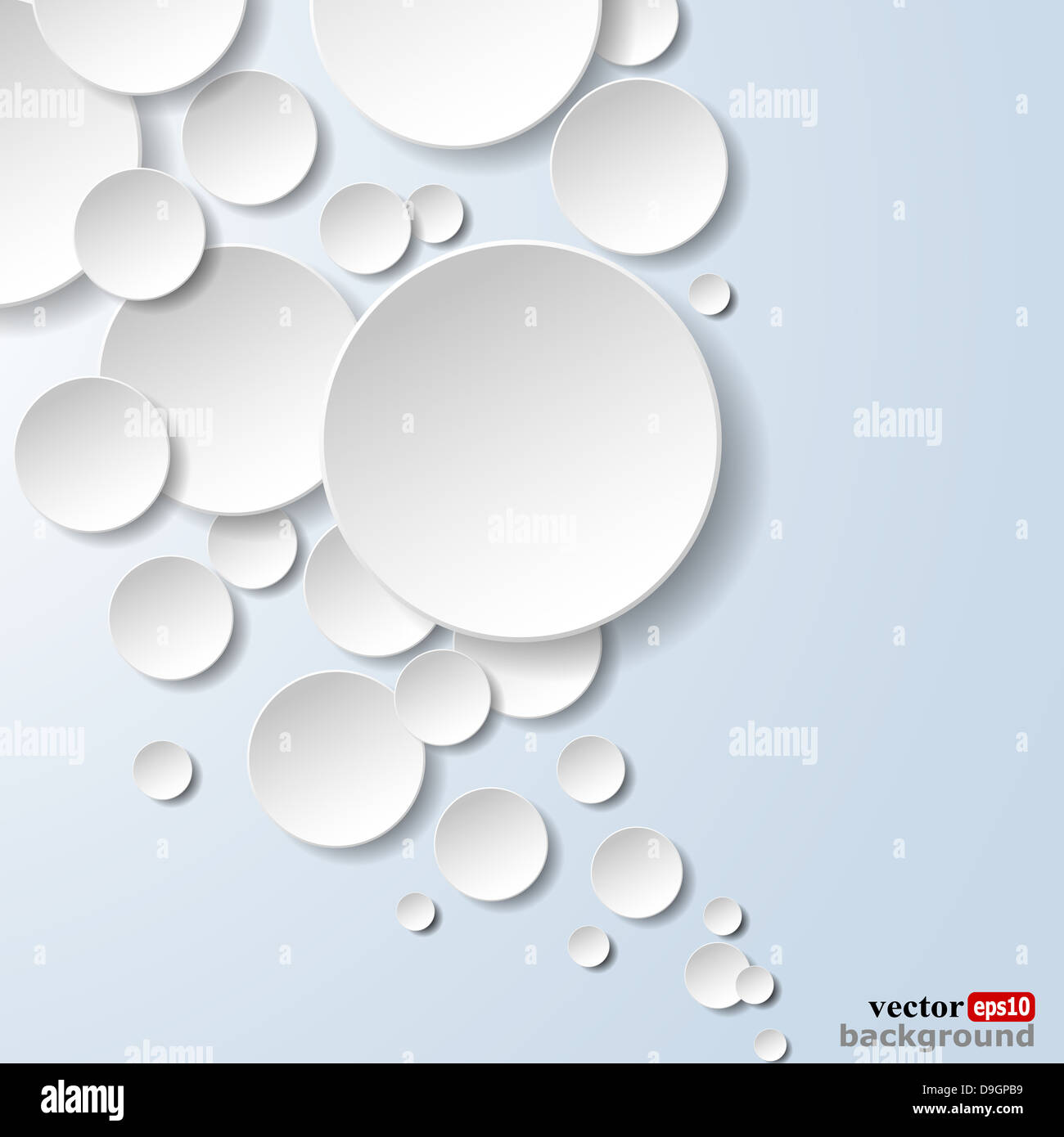 Abstract white paper circles on light blue background. Vector eps10 ...
